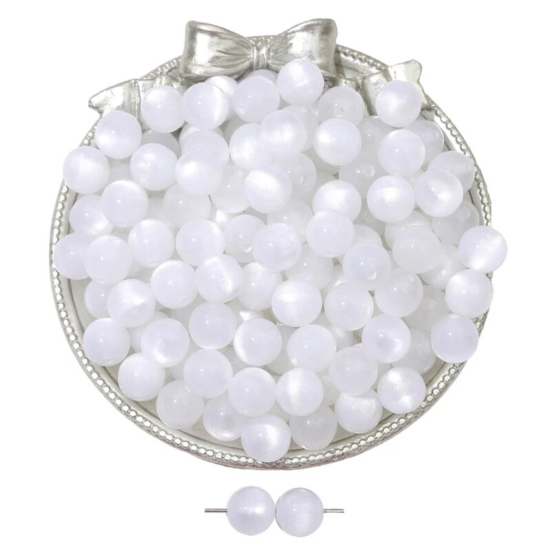 Бусины «кошачий глаз» Hua Ming Ce 8/10/12 мм Белый, 12mm, White