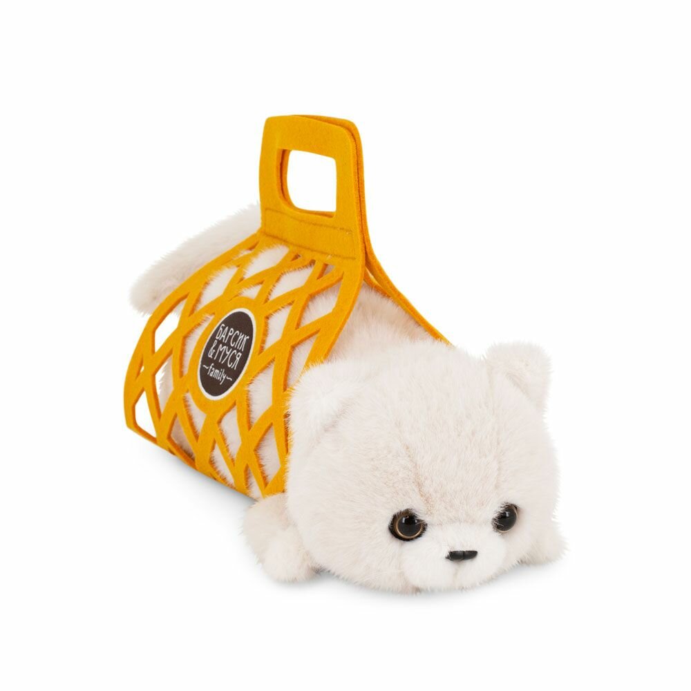 Игрушка мягкая Orange Кот Барсик в сумке белый 35 см