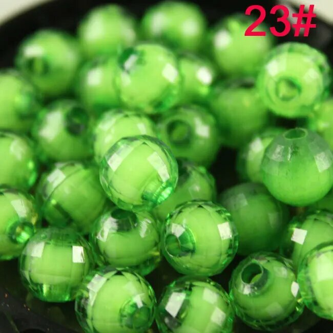Акриловые круглые бусины 8/10/12 мм Изумрудный, 100pcs 8mm, No 23