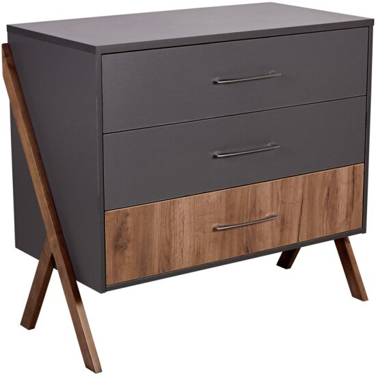 Комод Polini kids Porto 2200, графит-дуб крафт