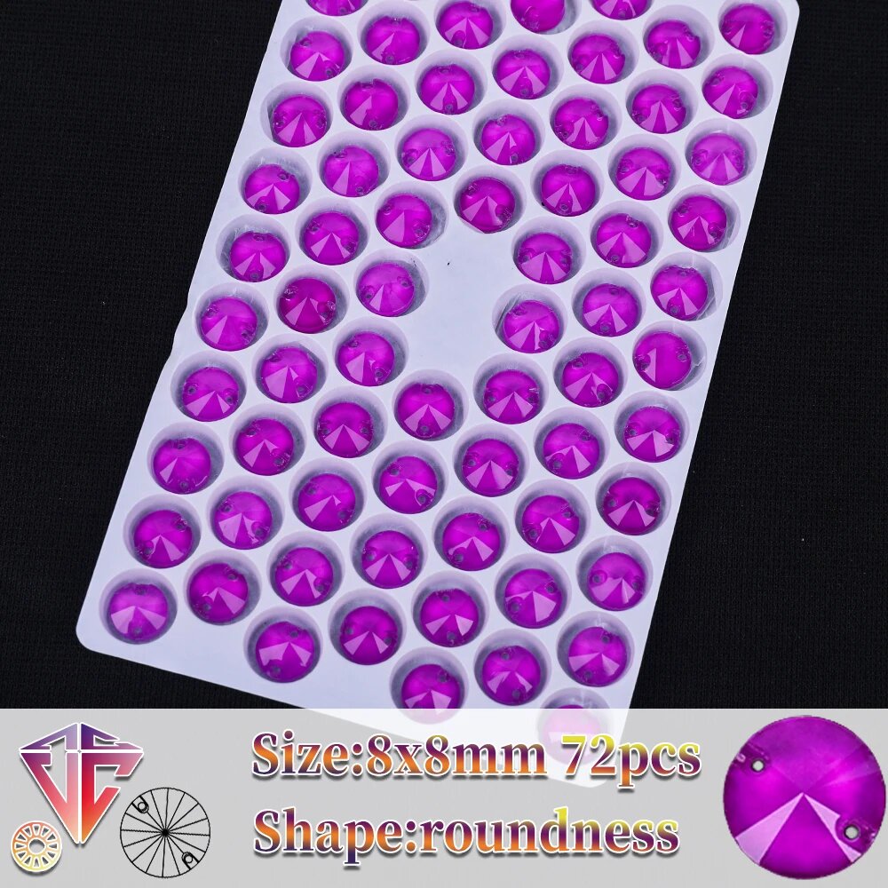 Неоновые стеклянные бусины VC Фиолетовый, amethyst8x8mm72pcs