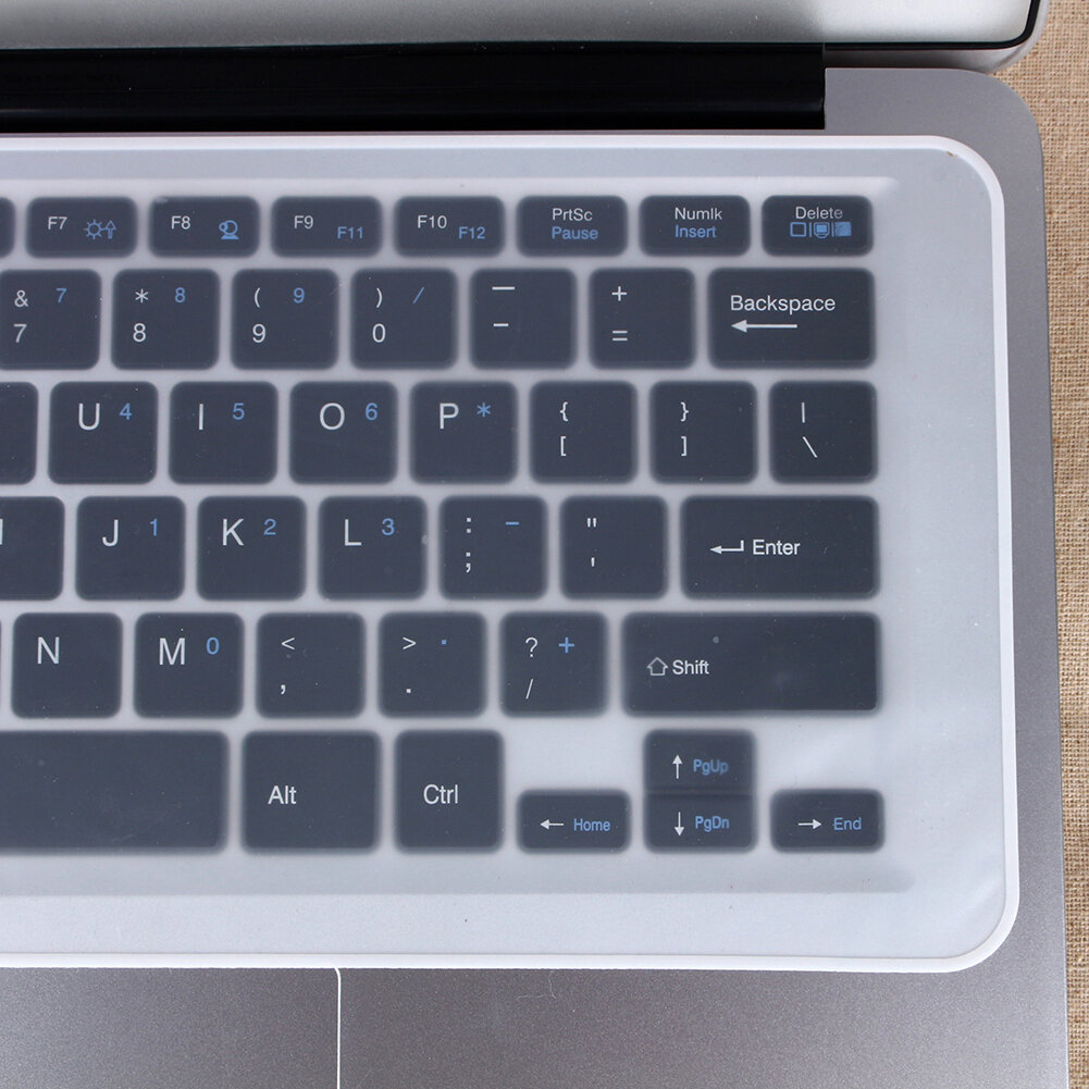 Защитное кожухо для клавиатуры ноутбука из прозрачного силикона ультратонкий 365x135mm для ноутбуков 15-17 дюймов, 1 шт.