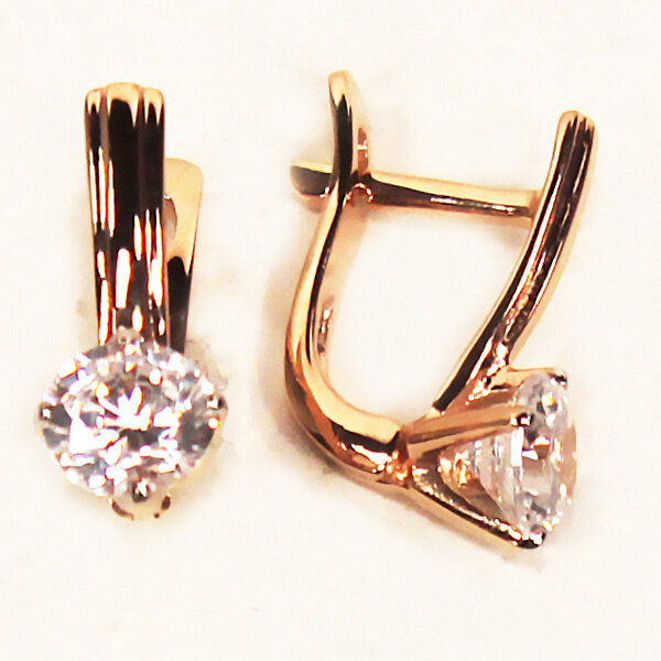 Серьги, красное золото, 585 проба, фианит