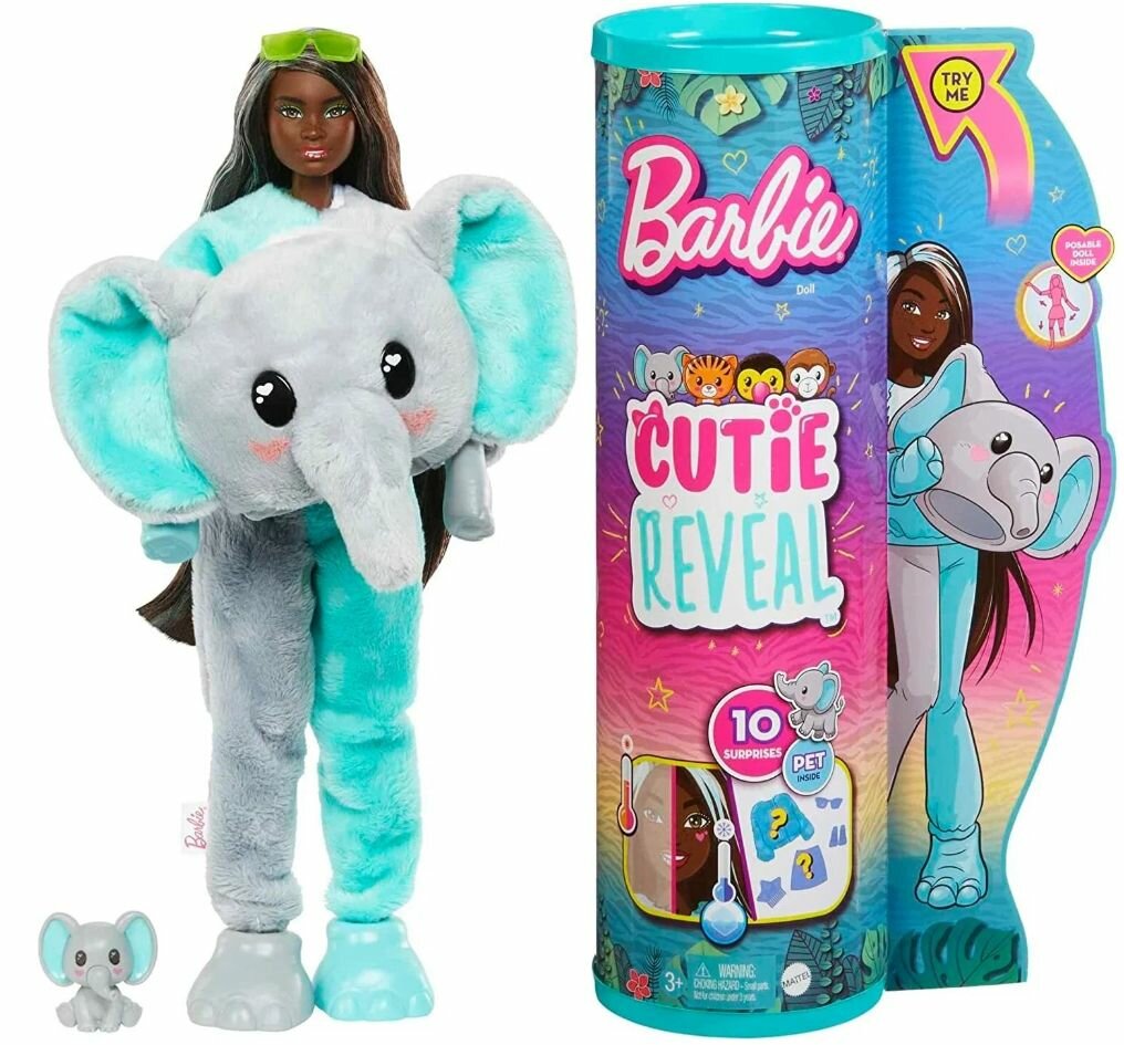 Кукла Барби Barbie Cutie Reveal Милашка с сюрпризами серия Джунгли HKP98