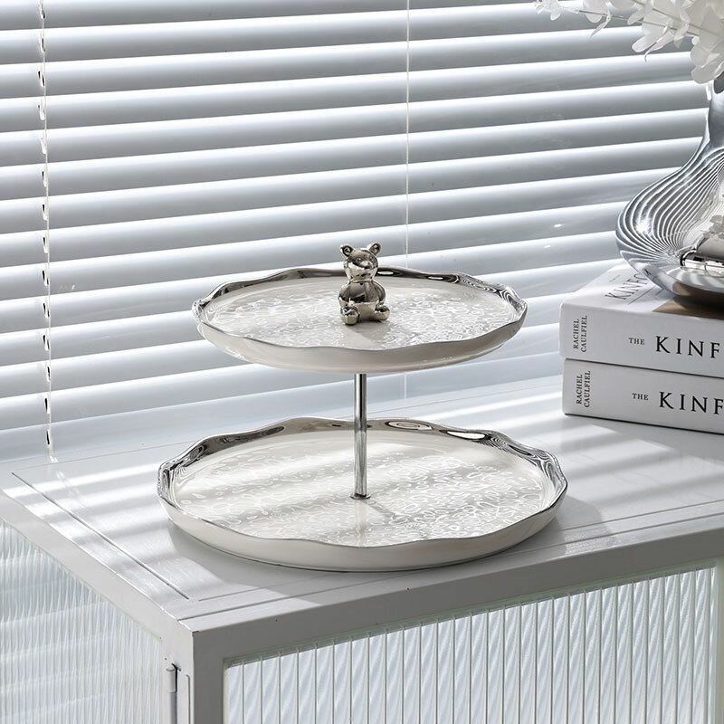 Фруктовница двухъярусная, из керамики, ваза для фруктов и конфет, этажерка, диаметр 27 см