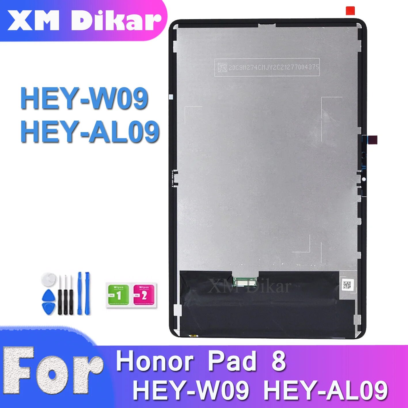 Планшетный ЖК-дисплей XM Dikar для HUAWEI Honor Pad 8 HEY-W09 HEY-AL09 Black