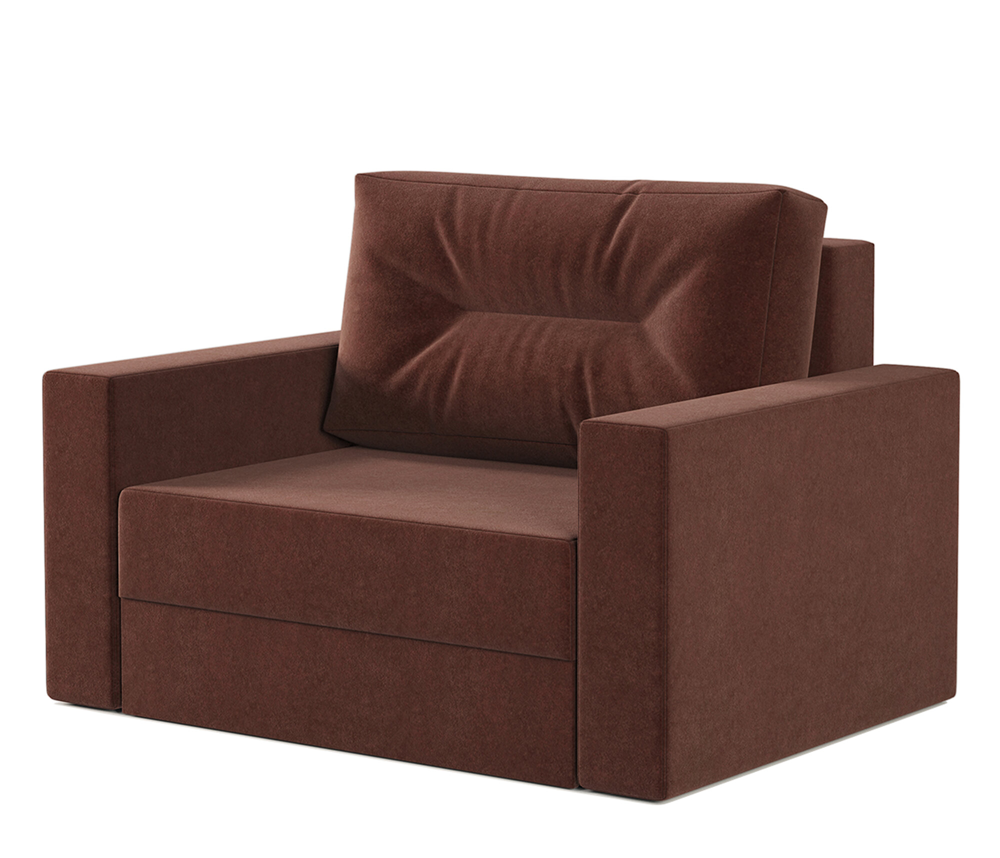 Кресло-кровать Шарм-Дизайн Норд раскладное кресло в гостиную, с ящиком для белья, еврокнижка, велюр Дрим шоколад
