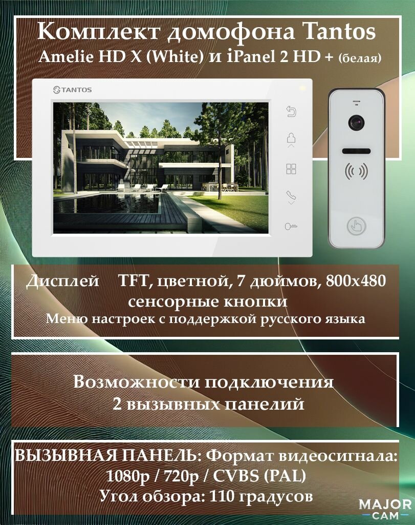 Комплект видеодомофона Amelie HD X (White) и iPanel 2 HD (White)