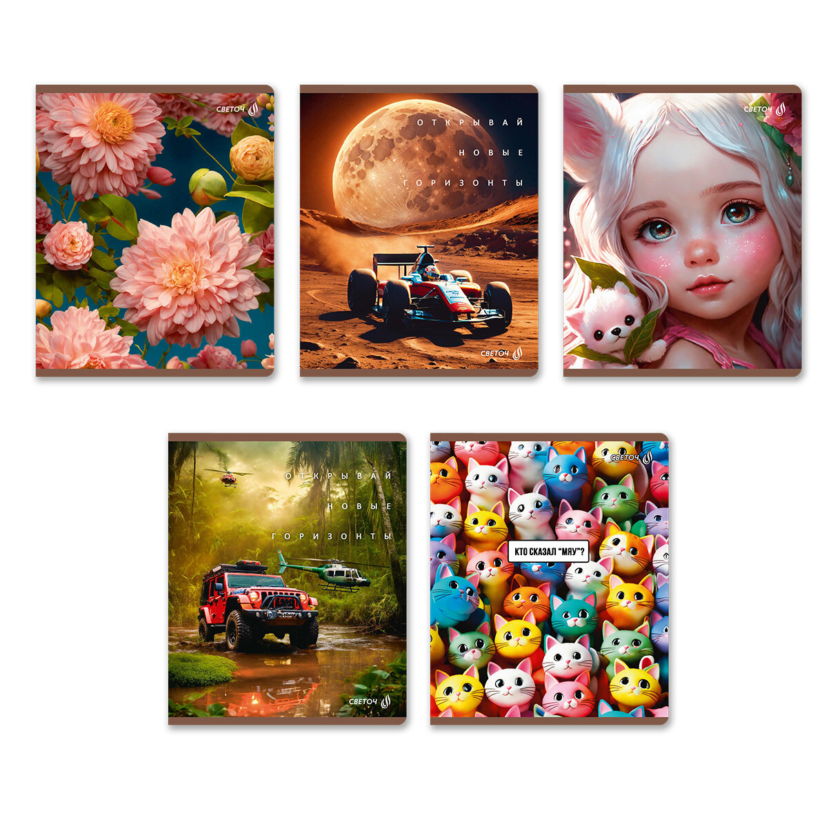 Светоч Т77-UZ69 тетрадь ученическая общая A5 60 л на скобе клетка 5 мм белизна 100% Микс-Летний 1шт