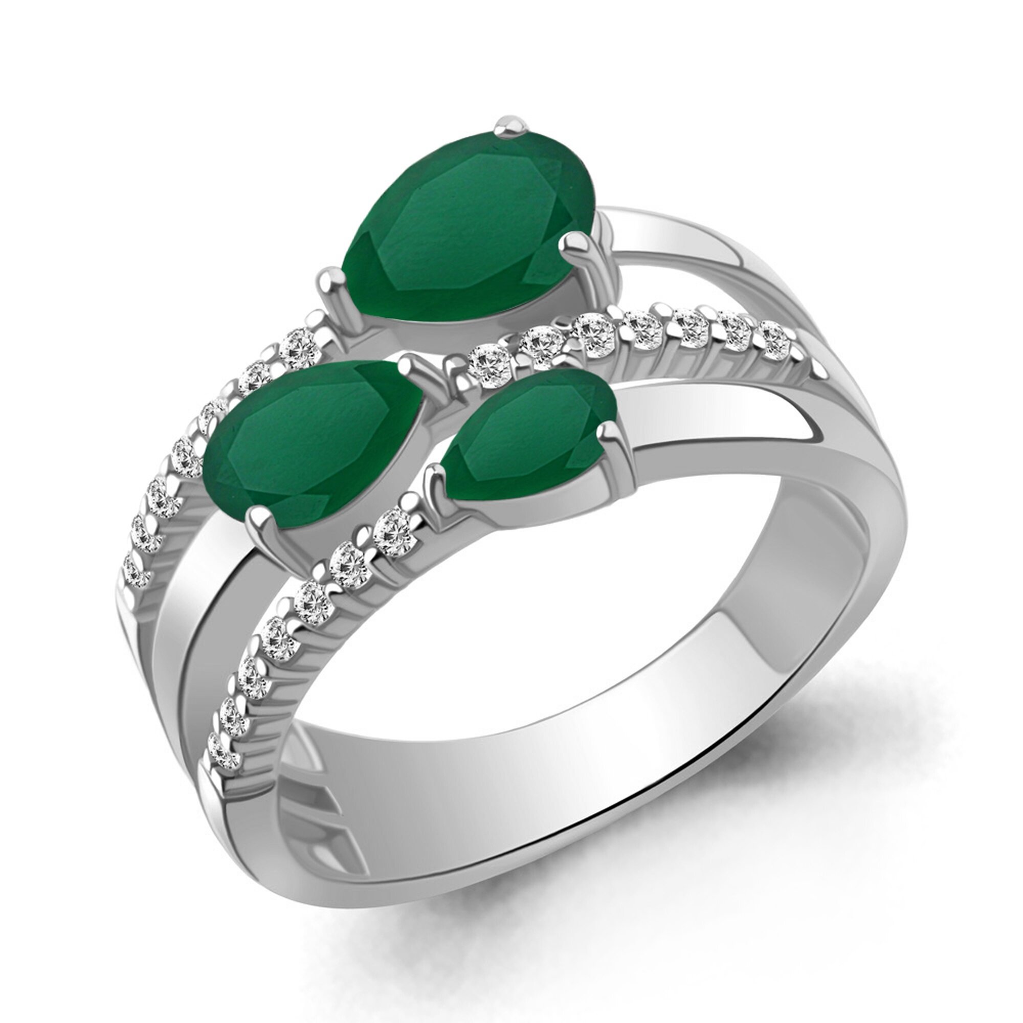 Кольцо широкое, серебро, 925 проба, родирование, агат, фианит