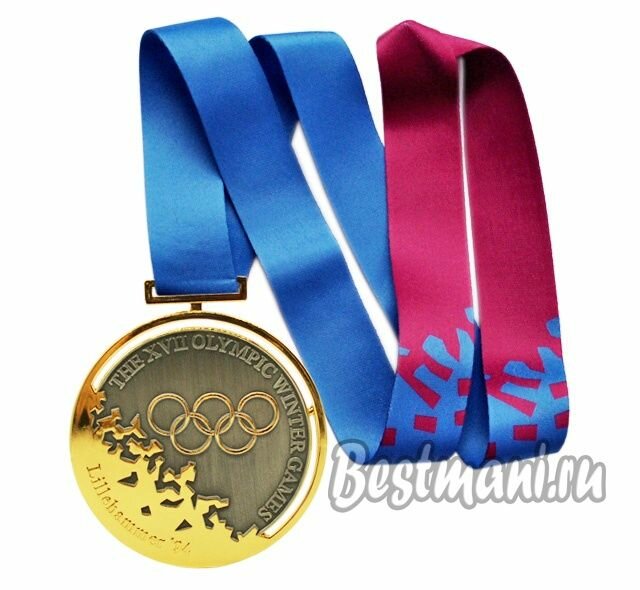 Золотая медаль XVII зимних Олимпийских игр в Лиллехаммере 1994, сувенирная копия, ордена медали и награды