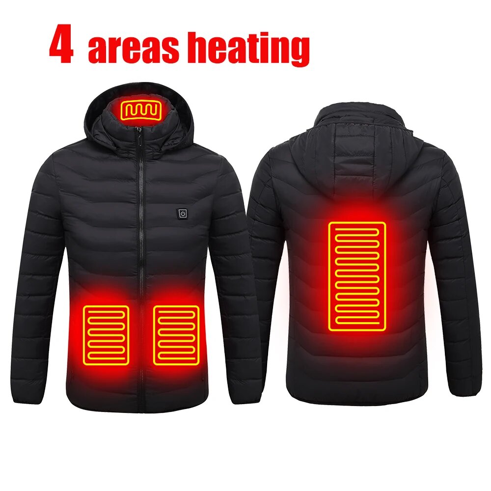 Куртка с подогревом XXXL, 4 зоны, черная
