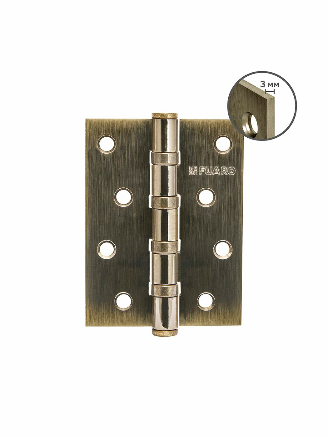 Комплект 2 шт. - Петля Fuaro (Фуаро) универсальная HEAVY IN4400U AB (бронза) 100х75х3 мм