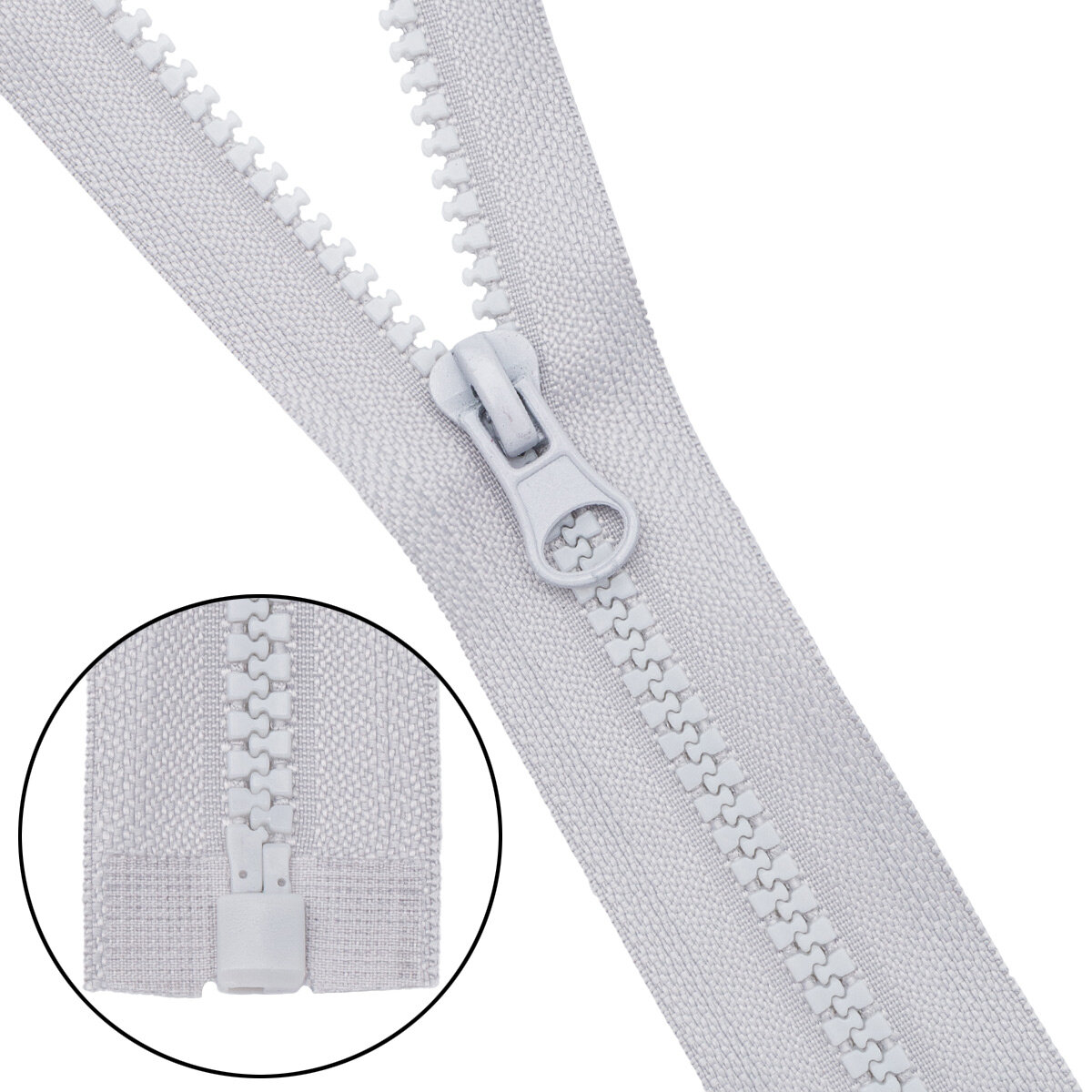 Молния разъемная тракторная т5 1 замок 85см (154 светло-серый), 10 шт