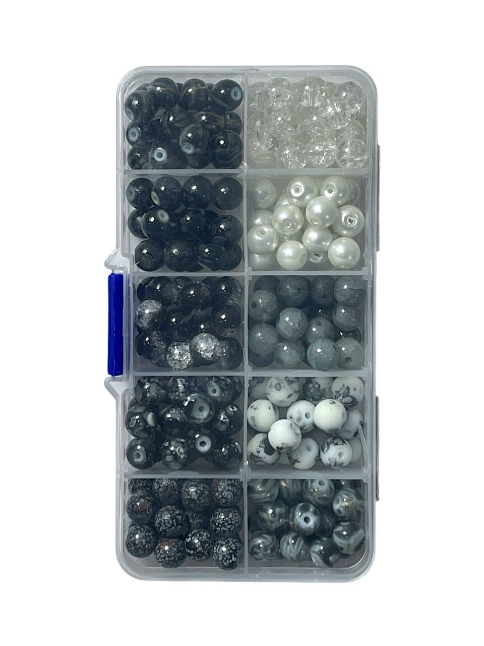 Набор бусин, для браслетов, стекло, в контейнере, 200 штук, 10 цветов