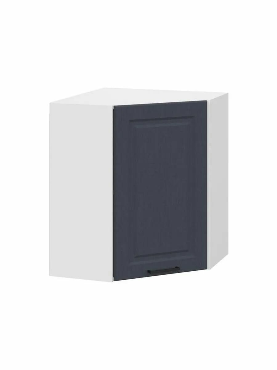 Кухонный модуль навесной, шкаф угловой Шервуд с доводчиками, с полками, 60х60х72 см, Белый / Шато индиго