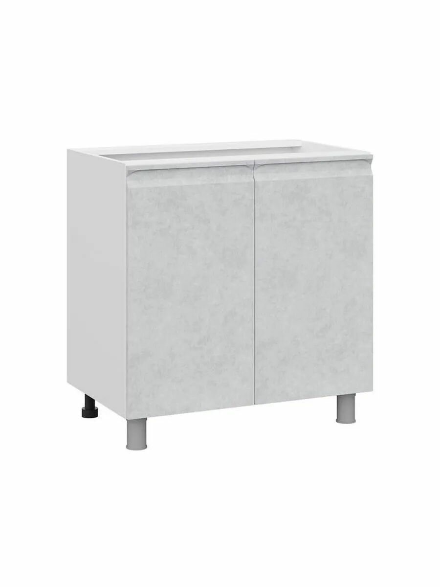 Кухонный модуль напольный, стол Велюр с полками, с доводчиками, 80х50.6х82.4 см, Белый / Бетон снежный