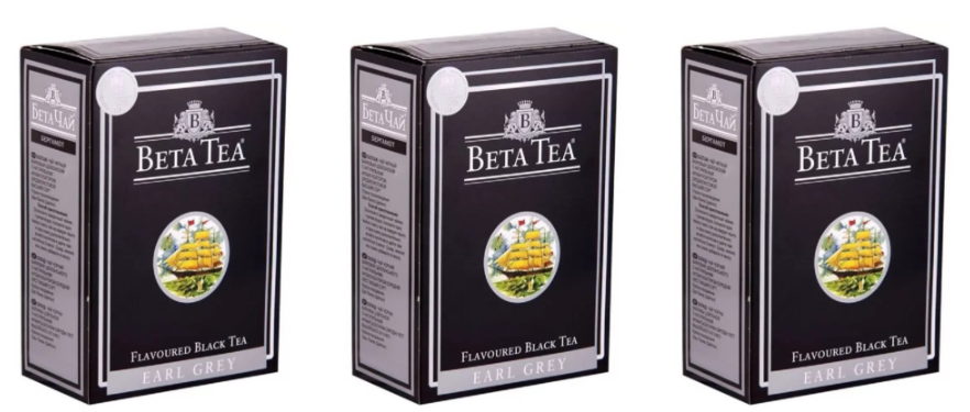Beta Tea Чай черный листовой Бергамот, 100 г, 3 упаквоки
