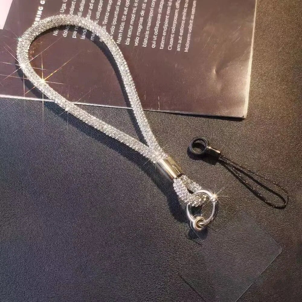 Модный блестящий ремешок для телефона со стразами, блестящий яркий ремешок для телефона, Silver