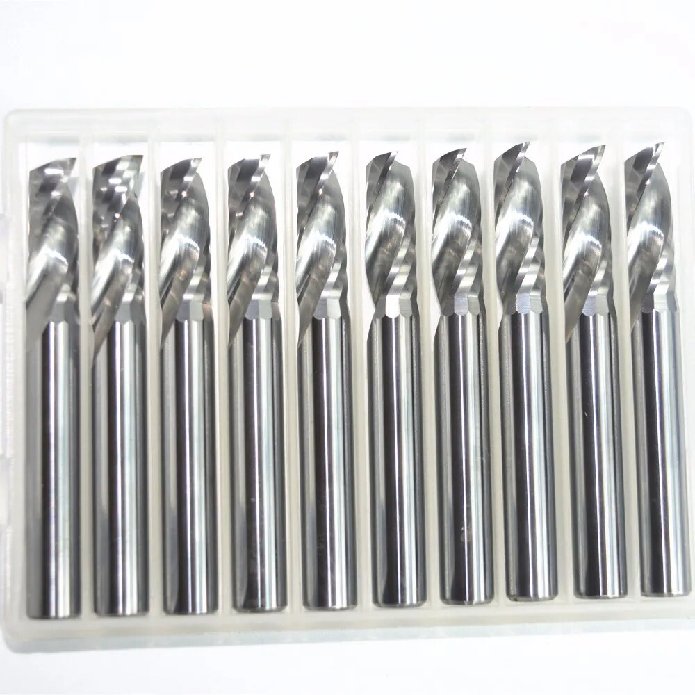 10 шт.-6 мм * 17 мм, твердосплавная концевая фреза с ЧПУ, фреза для деревообработки, спиральная концевая фреза с 1 канавкой, фрезы для дерева, фреза из ПВХ