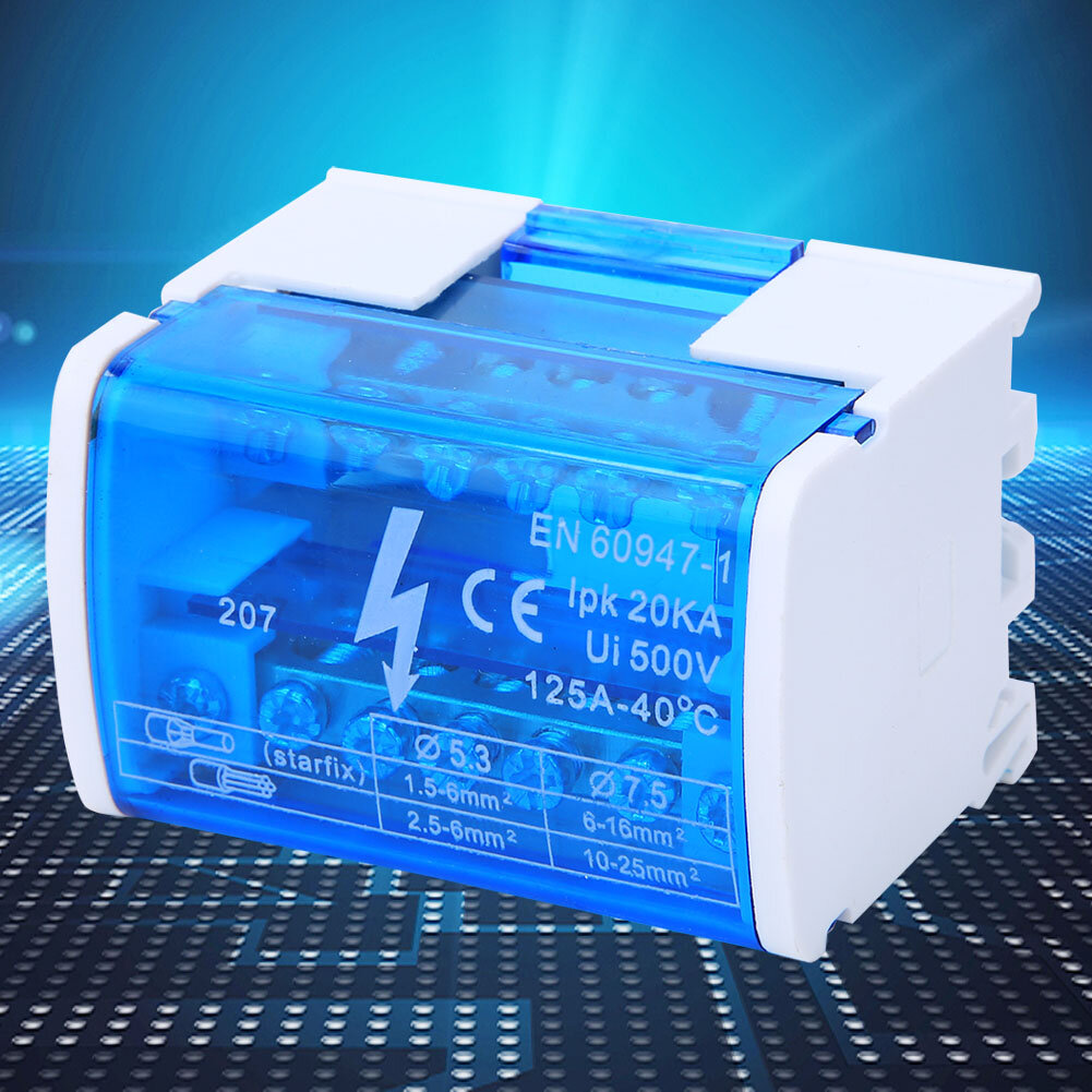 Распределительная коробка клеммная коробка распределительная коробка на DIN-рейку 2-уровневая однофазная с прозрачным пылезащитным чехлом 207