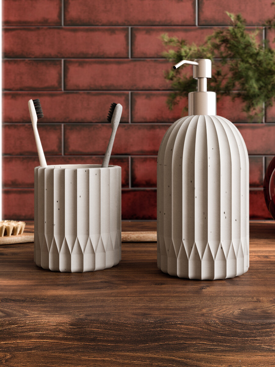 Набор аксессуаров для ванной комнаты "San Marino", серый матовый, 2 предмета: дозатор 500 мл, стакан под зубные щетки.