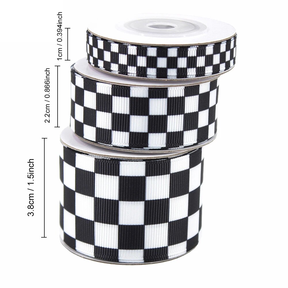 5 ярдов 10/22/38 мм черно-белая клетчатая лента DIY ремесла упаковка для свадебного цветка бант ручной работы подарочная коробка упаковка Декор для вечеринки