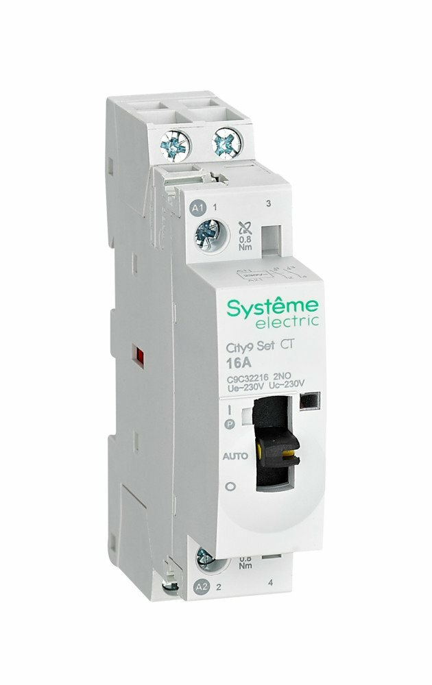 Systeme Electric City9 SET Модульный контактор 2P 2НО 16A, Ручное управление, AC 230В-230В, C9C32216