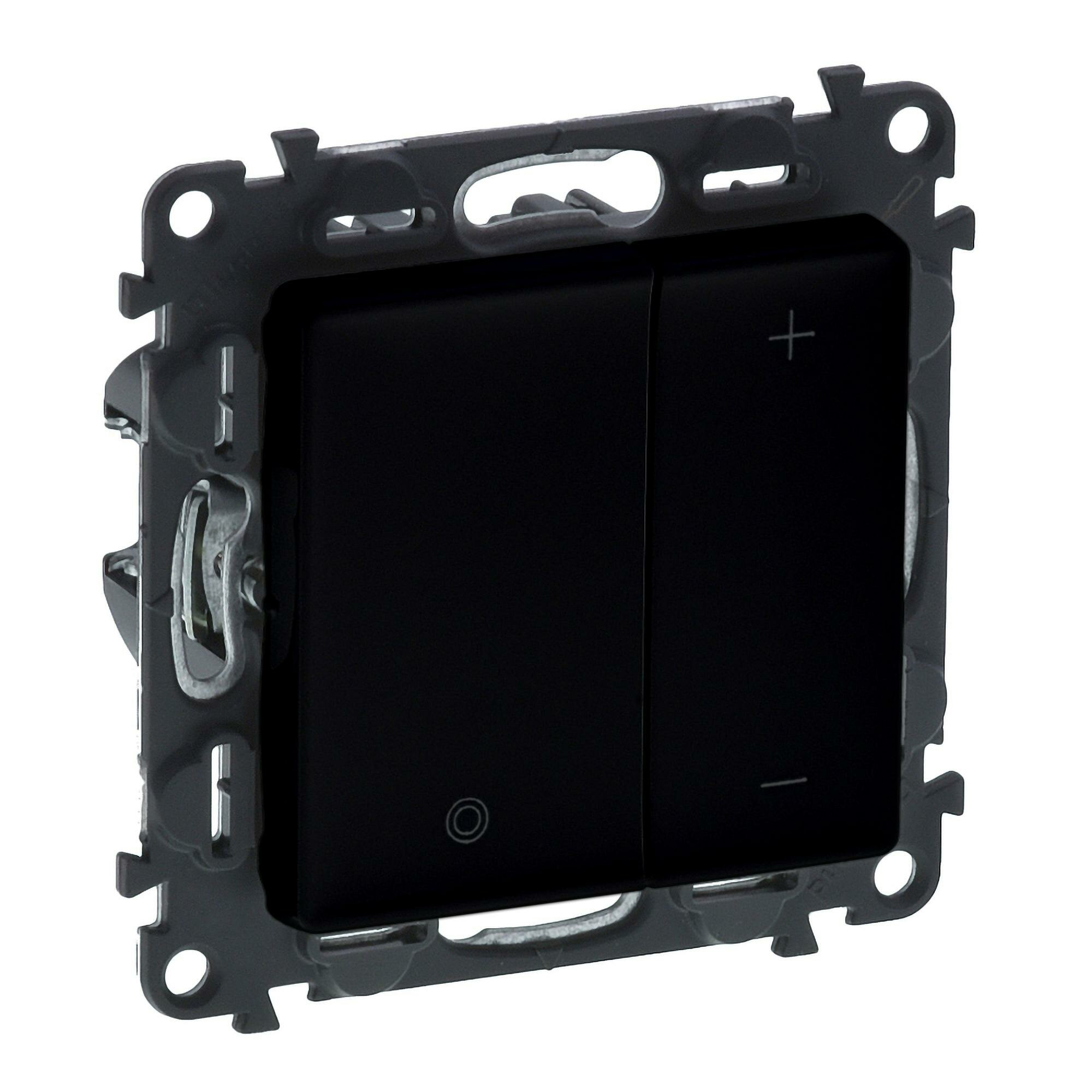 Legrand Valena LIFE. Светорегулятор кнопочный универсальный 400Вт без нейтрали. С лицевой панелью. Антрацит, 756382