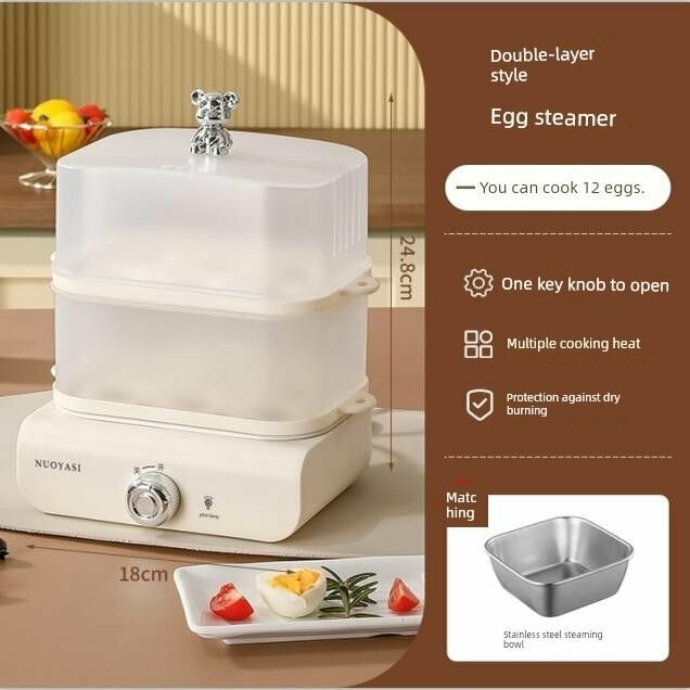 Автоматическая яйцеварка с чашей (кремово-белая, два слоя)