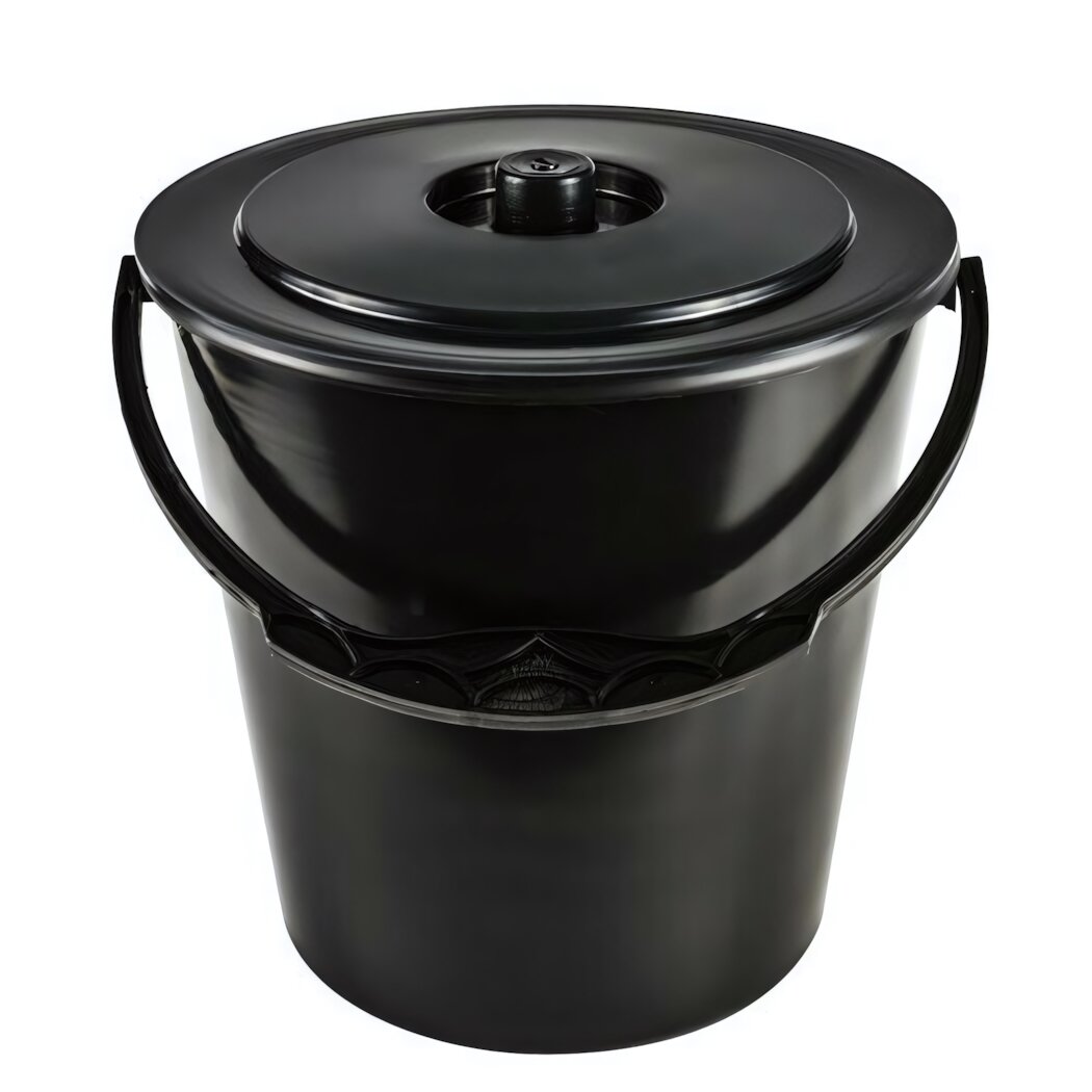Ведро хозяйственное с крышкой, 7 л, пластик, арочная ручка, черный цвет, герметичное