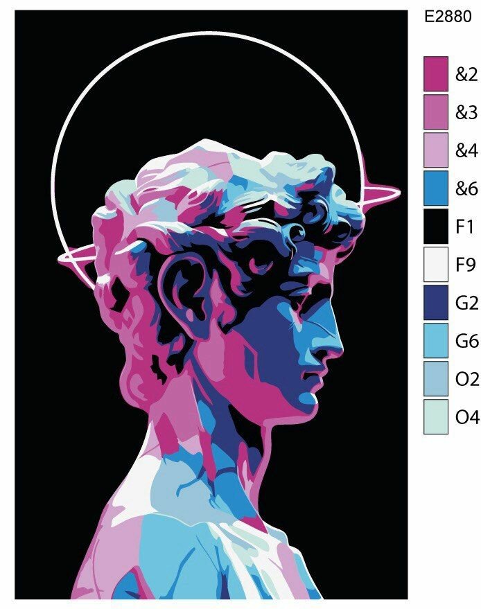Детская картина по номерам E2880 "Арт статуи. Давид" 20x30
