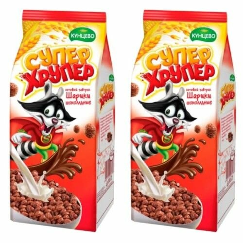 Супер Хрупер Готовый завтрак, шарики шоколадные, 200г, 2шт