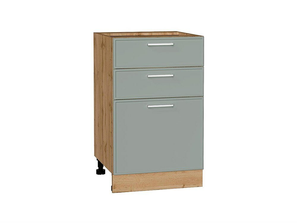 VVT Шкаф нижний с 3-мя ящиками Квадро Дуб Вотан, Аквамарин, 500