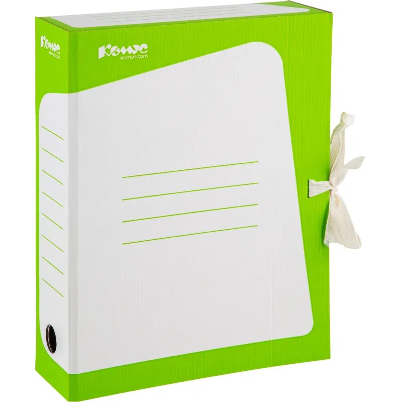 Короб архивный лайм корешок 75мм на завязках Комус 1081330
