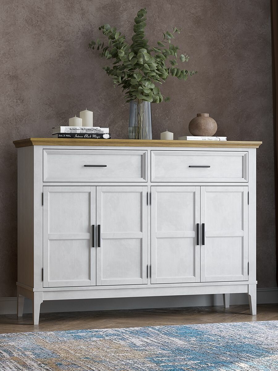 Тумба ММЦ Гостиная Квадро-С 42 (белый лак-антик 24) из массива сосны