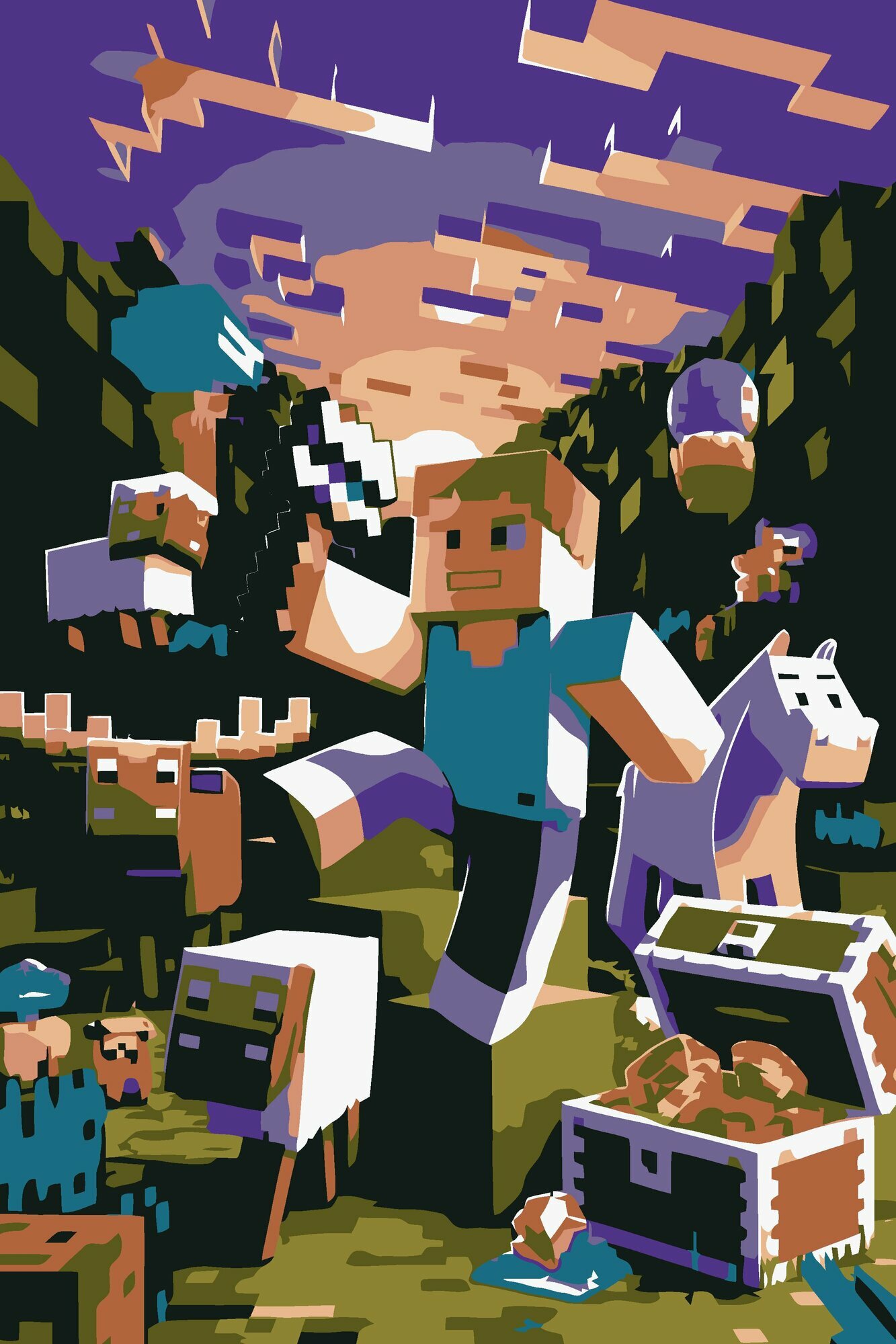 Детская картина по номерам E3313 "Майнкрафт - Minecraft" 20x30