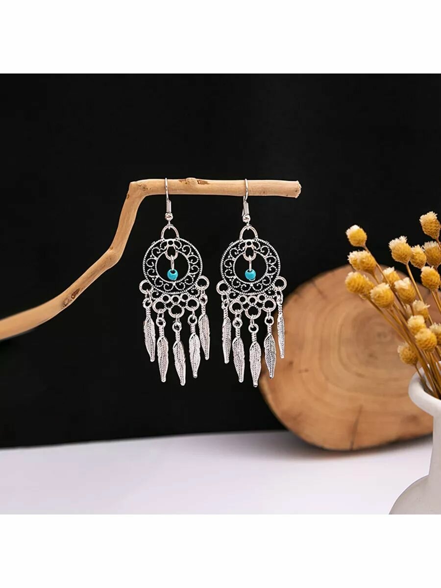 Серьги, бирюза синтетическая, эмаль
