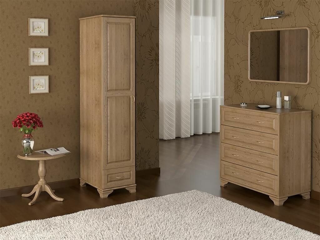 Шкаф Витязь №124 из Массива сосны, 40х60х190 см, классический орех 2