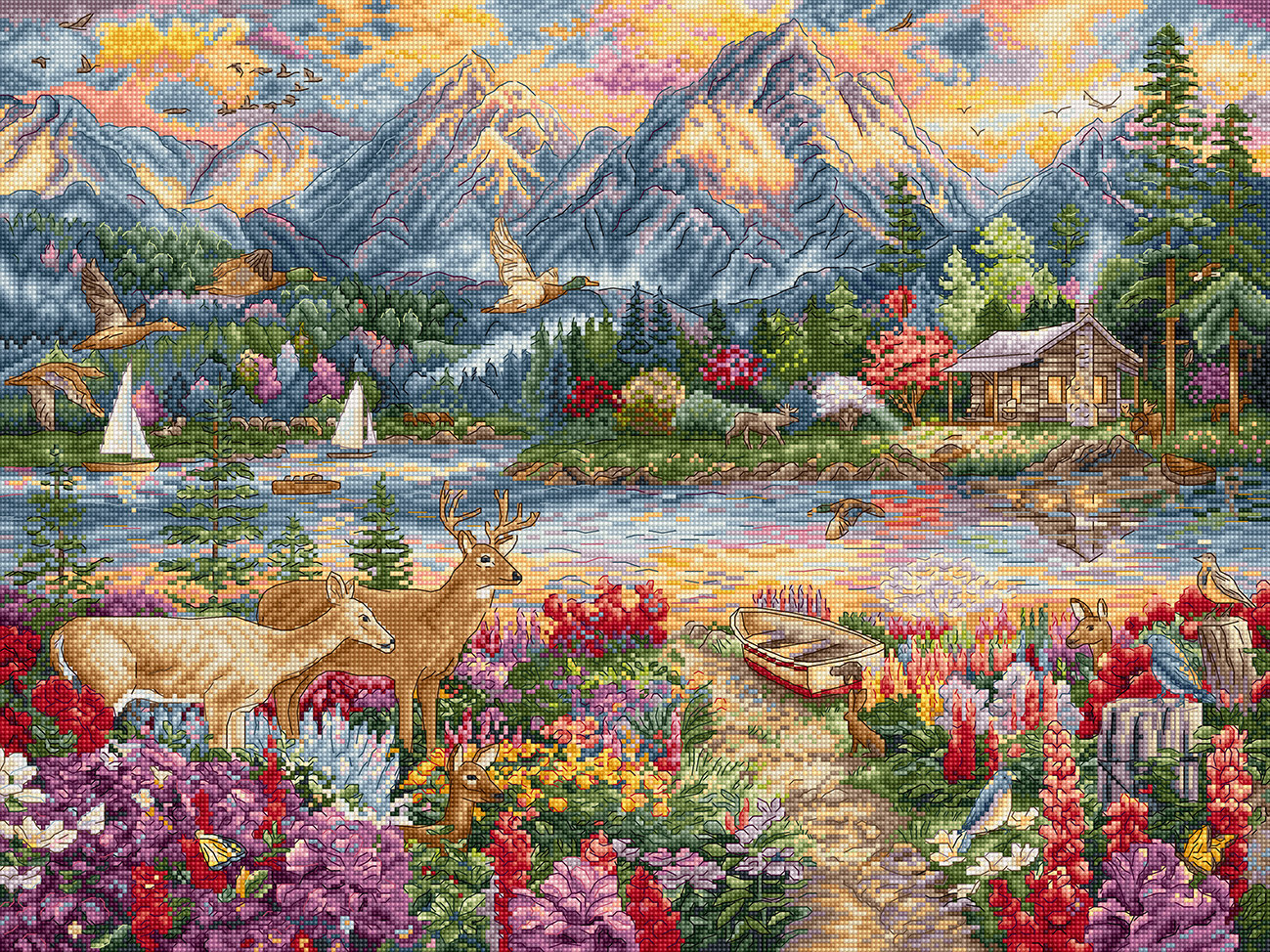 Набор для вышивания крестом Letistitch, Весеннее горное величие, 45*34 см, L9939