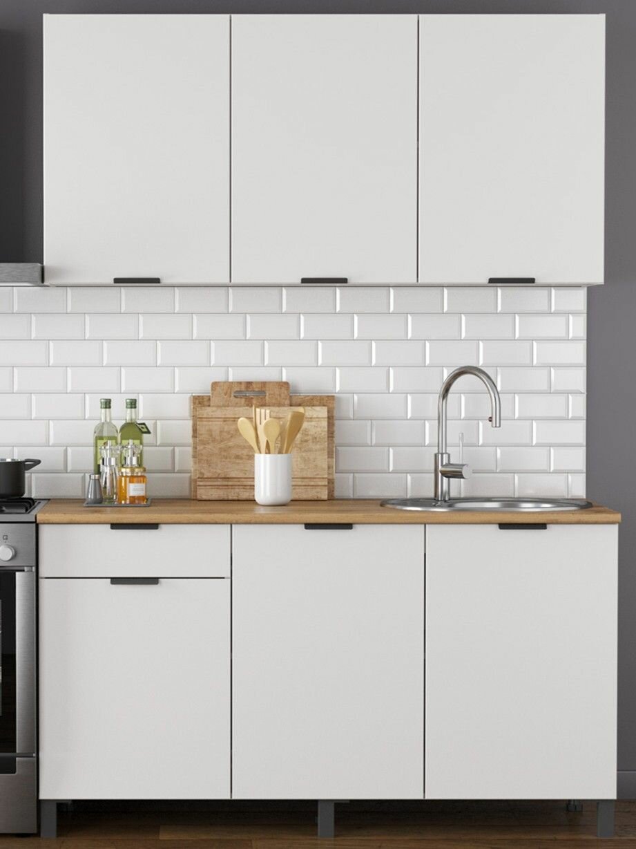 Кухонный гарнитур 1,5м ЛДСП Венера белый со столешницей