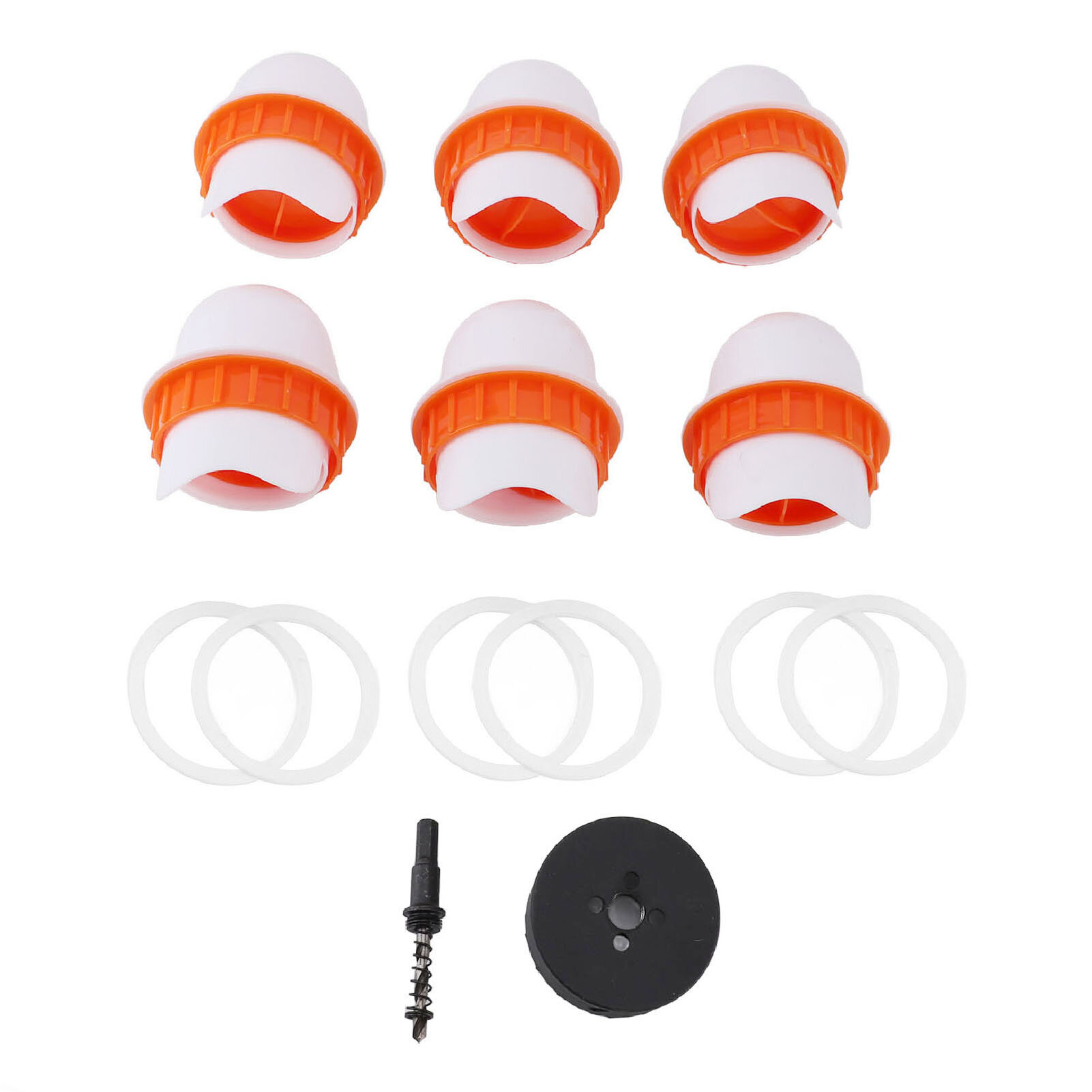 Кормушка для кур, устойчивая к погодным условиям, устойчивая к проливам, автоматическая кормушка для птицы с крышкой и кольцевой пилой для фермерского курятника, комбинация 6+1