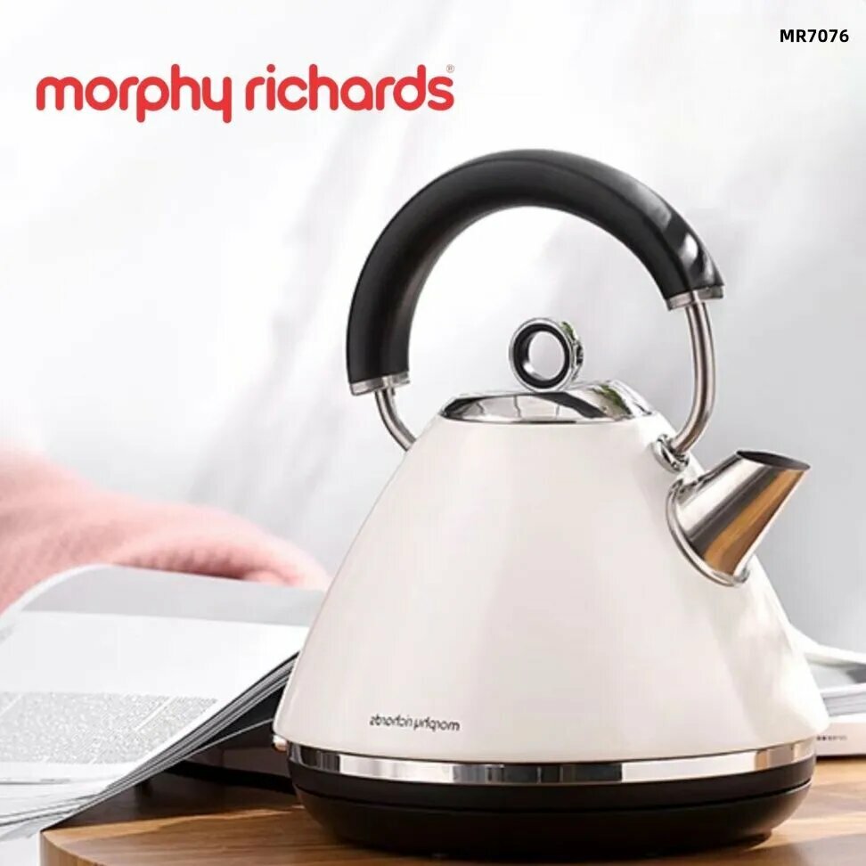 Morphy Richards Электрический чайник MORPHY RICHARD Электрический чайник; с функцией подогрева; MR7076, белый, бежевый