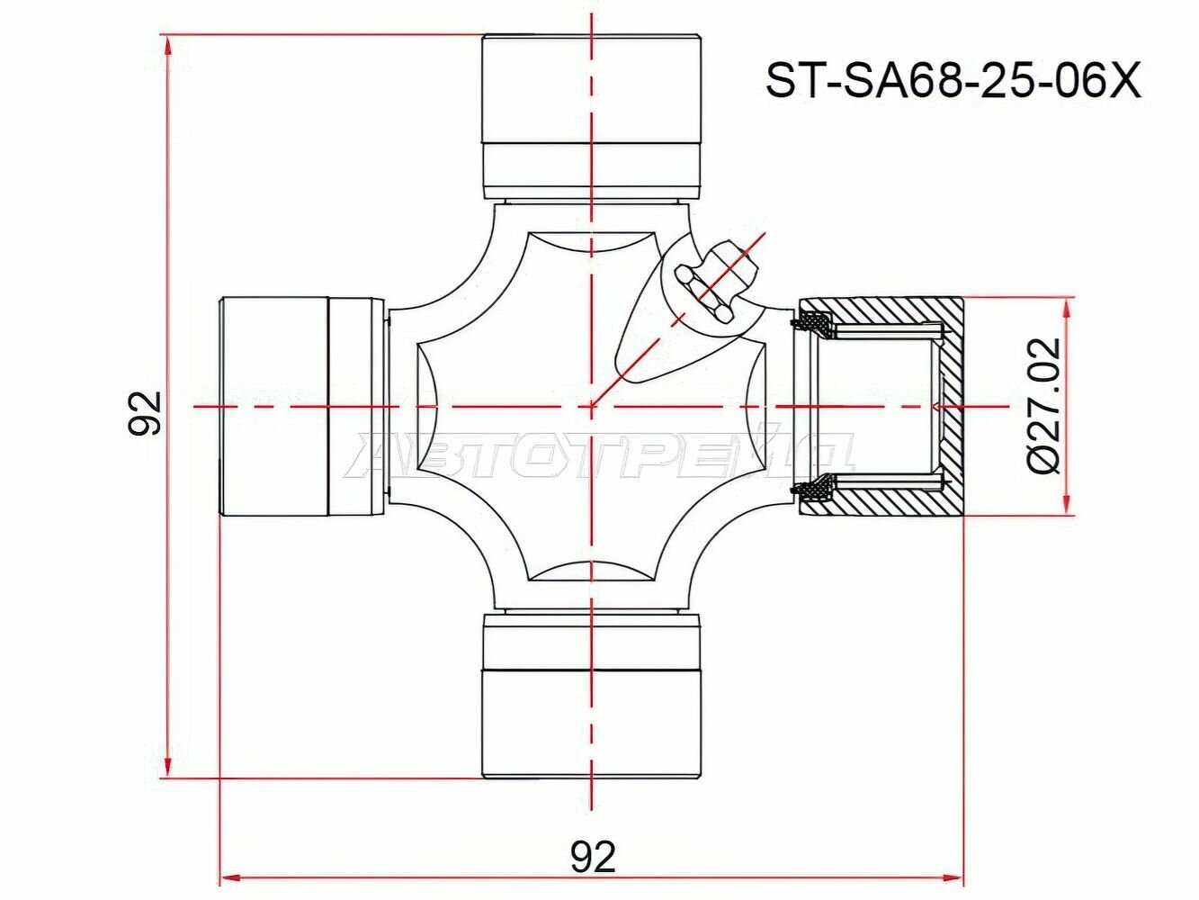 Крестовина карданного вала для Форд Эверест, Рейнджер, Мазда Бт-50, Ниссан Патфайндер, Икстерра арт STSA682506X SAT