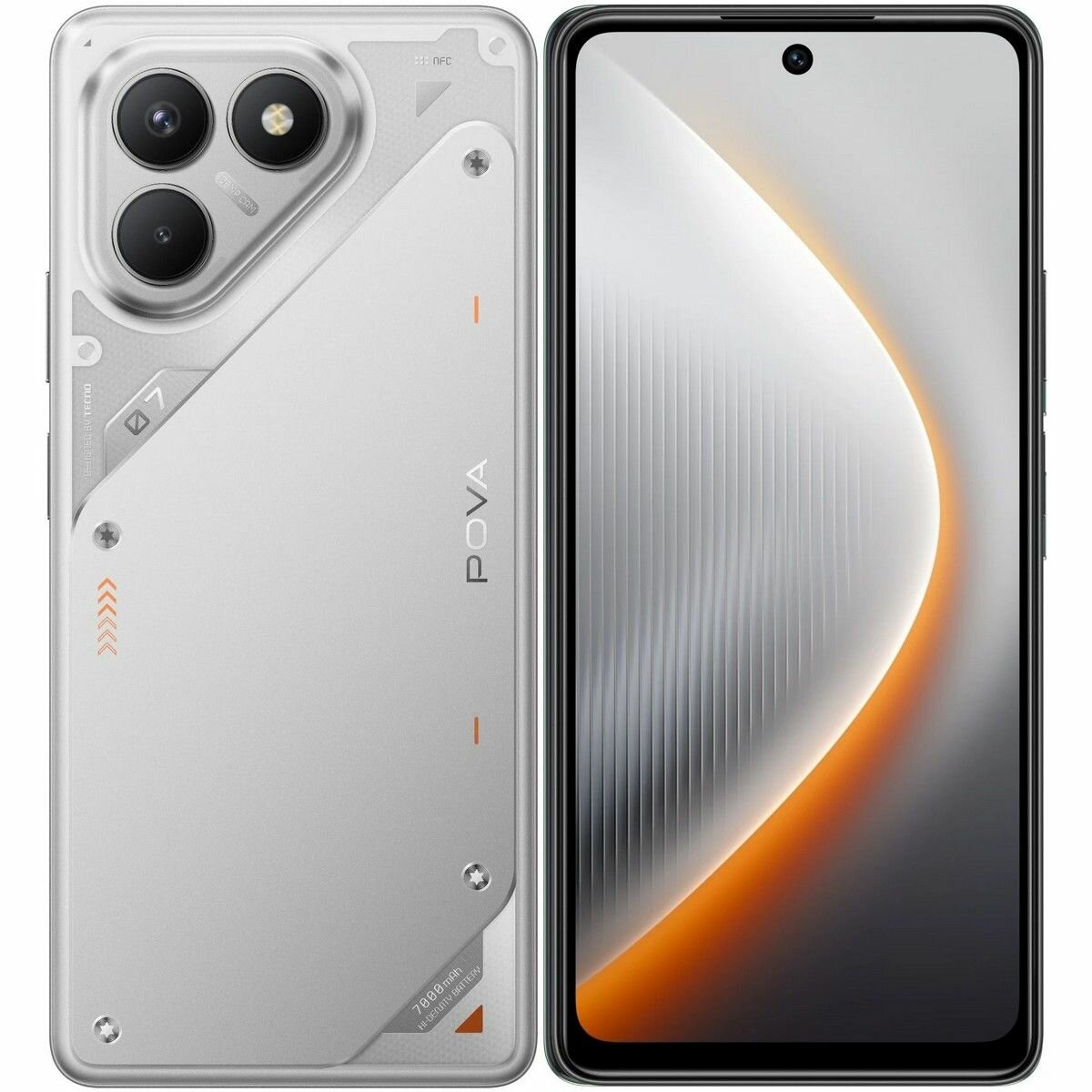 Смартфон Tecno Pova 7 Neo, NFC, 128GB, 8GB RAM, экран 6.78", серебристый