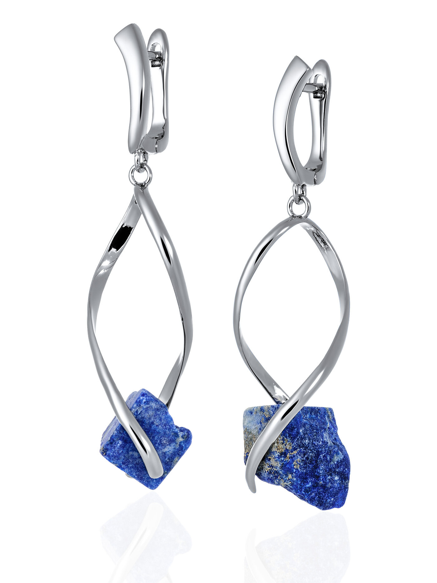 Серьги с подвесками, лазурит