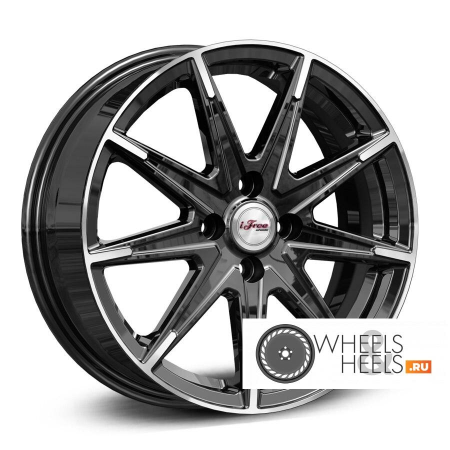 Диск автомобильный литой iFree Хит 16x6 4x100 et45 dia60.1 Черный с полированной лицевой поверхностью