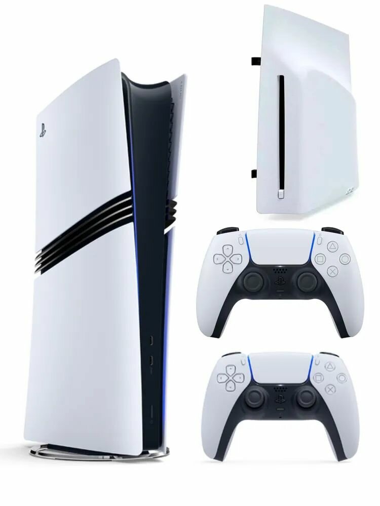 Sony PlayStation 5 Pro Digital Edition 2ТБ + Дисковод + Второй белый геймпад, Переходник РФ в подарок