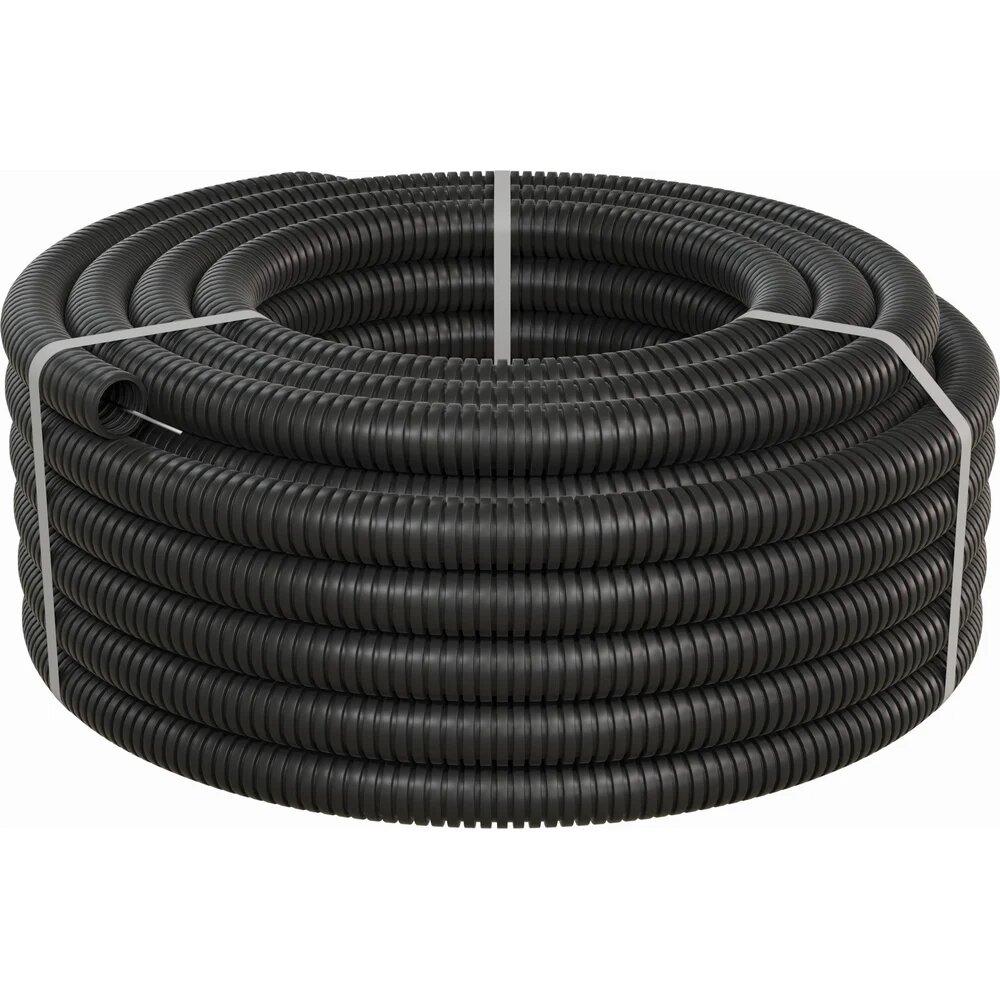 Экопласт Труба ПНД гофрир. тяжелая, с зондом диам. 40 мм цвет черный 21140