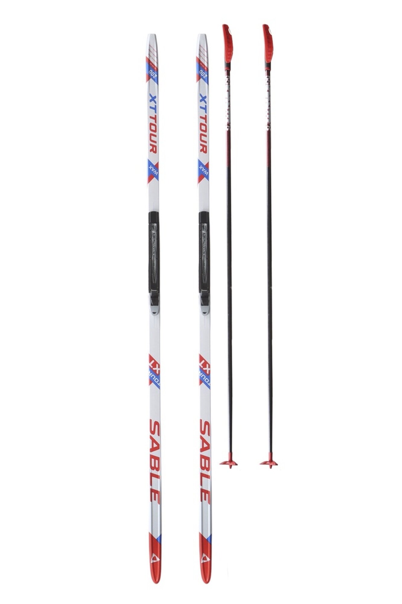 Комплект лыжный: пластиковые лыжи 200 см без насечек, стеклопластиковые палки 160 см, крепления NNN, цвета микс